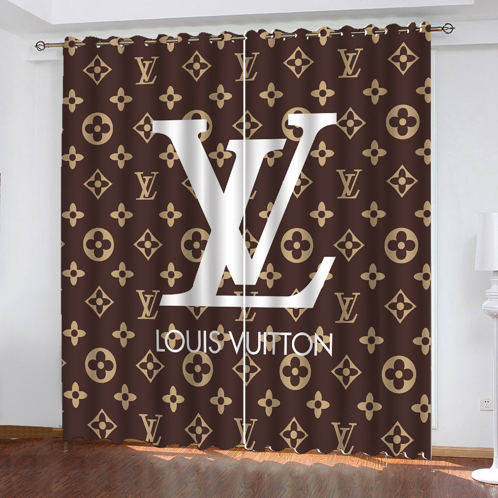Brown and white logo Louis Vuitton window curtains – MY luxurious home