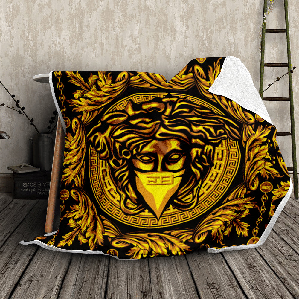 Golden logo Versace Blanket | ROSAMISS STORE – MY luxurious home