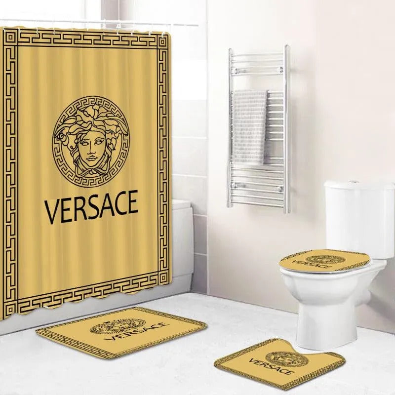 Versace Logo in Yellow Background Bathroom Accessories Set – MY ...