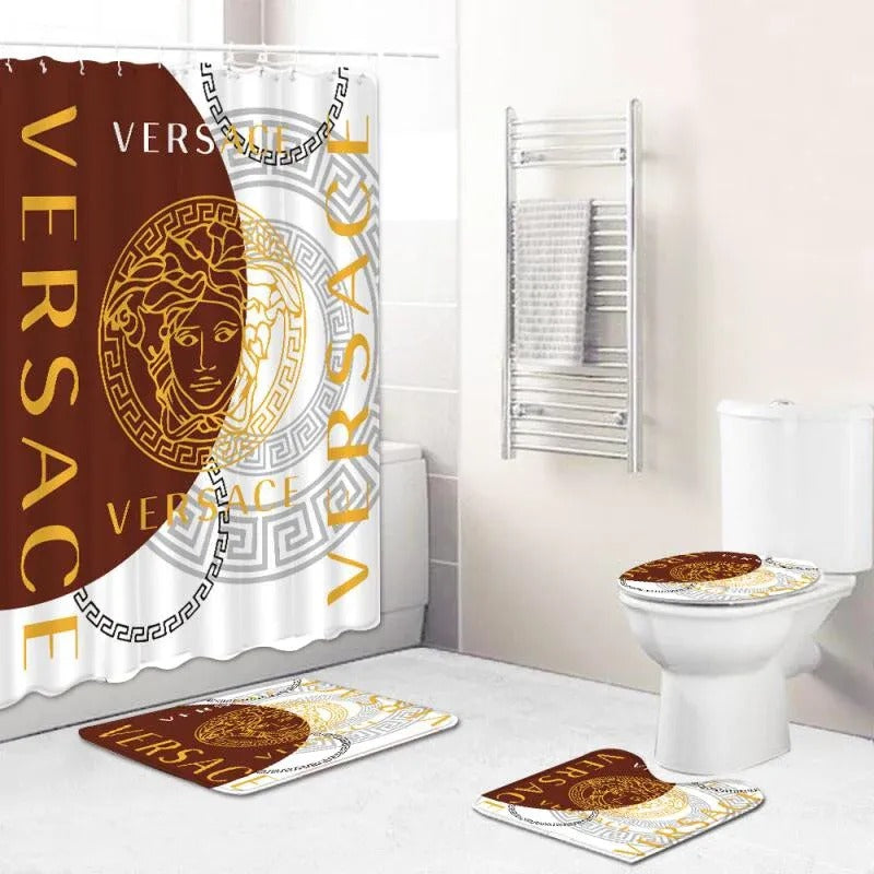 Versace Pattern in White Red Background Bathroom Accessories Set – MY ...
