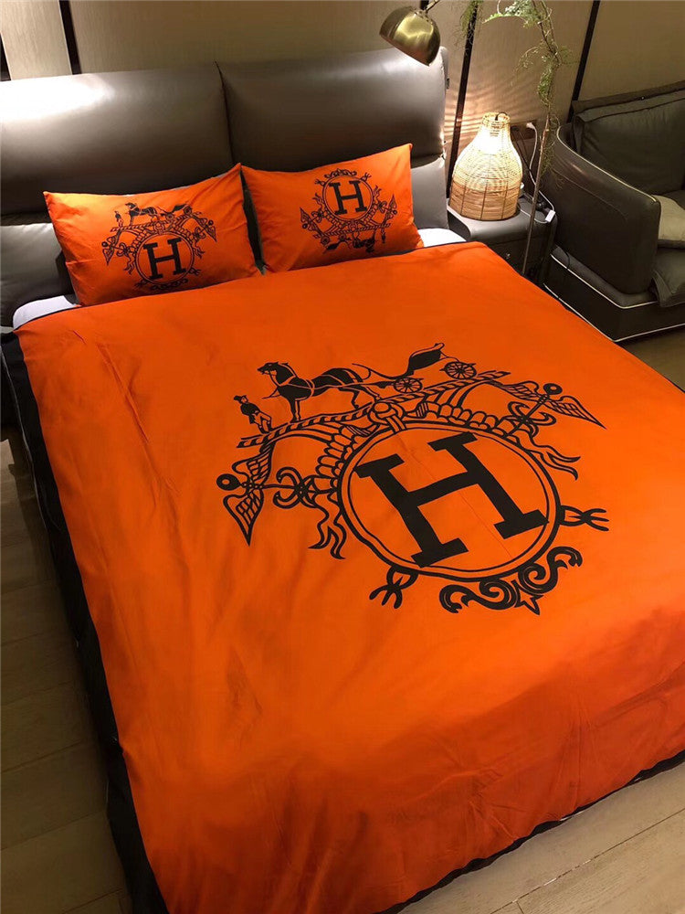 Orange Background Hermes bed set – MY luxurious home
